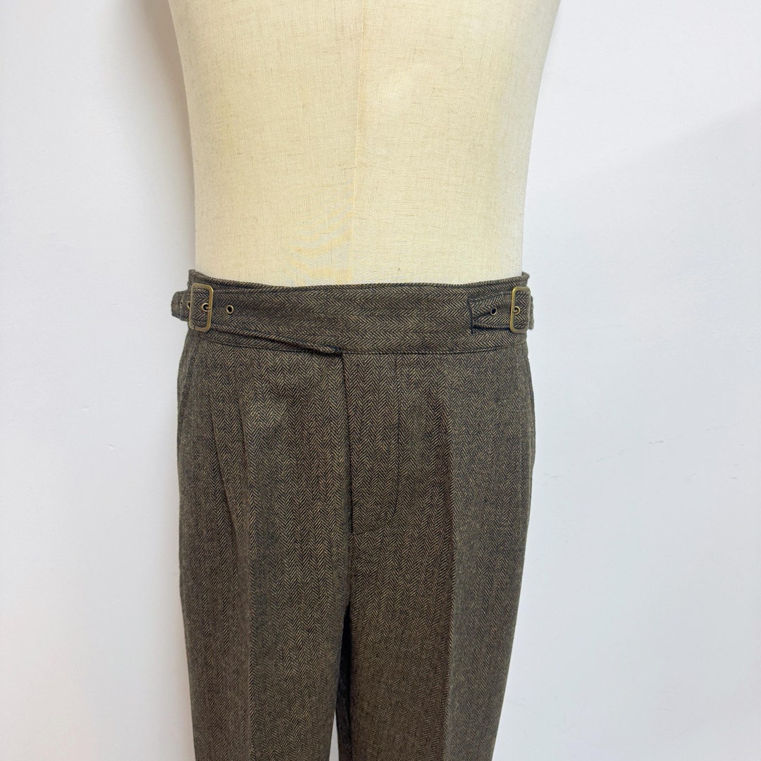 Men Wool Pants With Pleats, Spring Fall Comfort Wool Pants, Straight ...