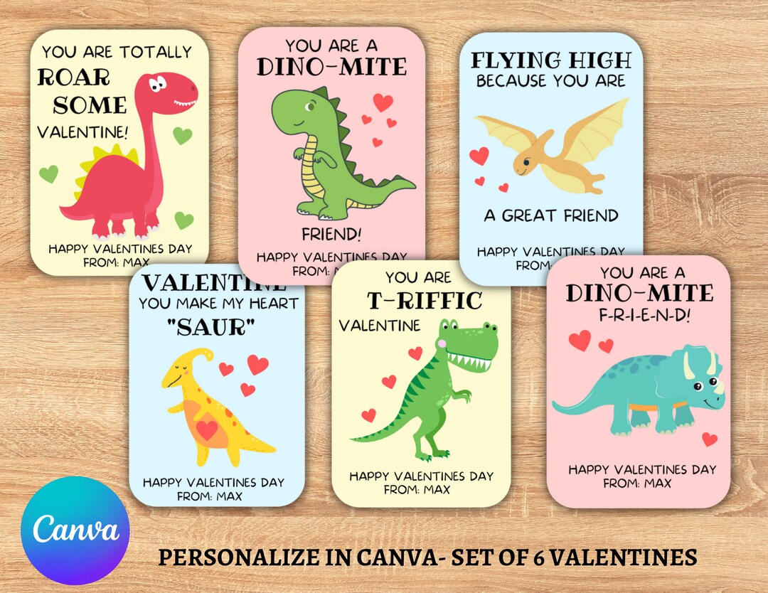 Editable Dinosaur Valentine Tags, Kids Valentine Cards, School ...