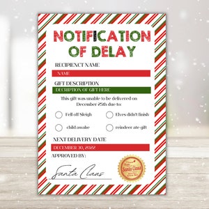 Late Christmas Gift Letter From Santa - Delayed Gift Notice - Missing ...