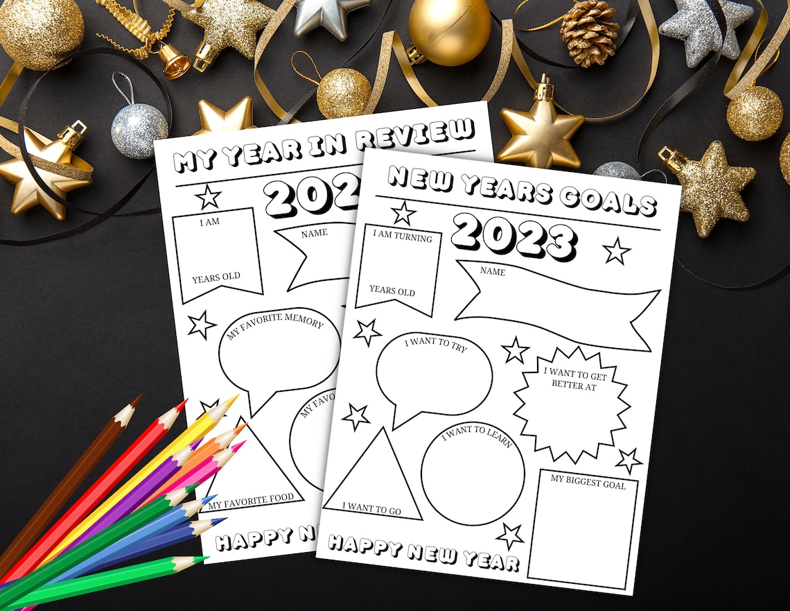 Kids New Year's Resolution Printable Year in Review and - Etsy