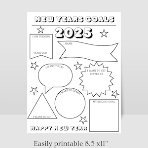 Kids New Year's Resolution Printable- Year in Review and Goals for the ...