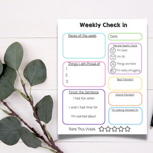 Weekly Check-in for Teens, Teen Mental Health , School | Journaling for ...