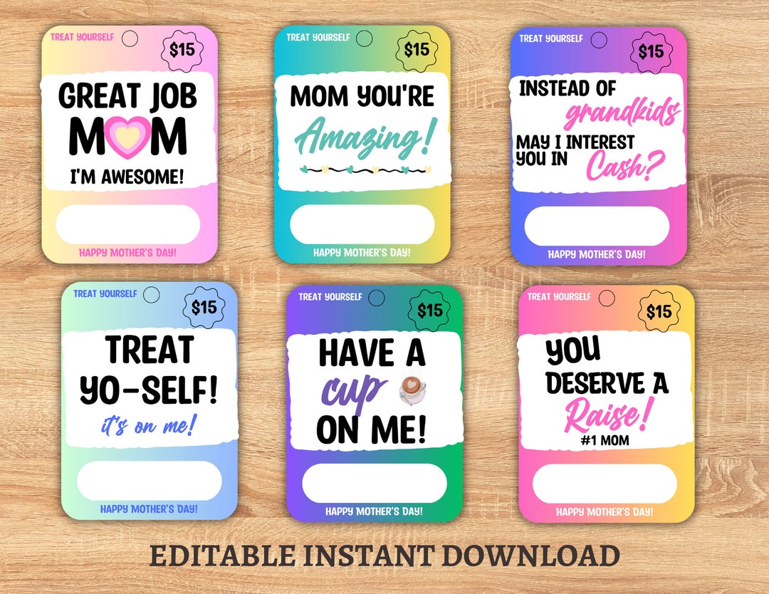 Mother's Day Money Cards Bundle / Mom Money Holder Card PNG / Printable ...