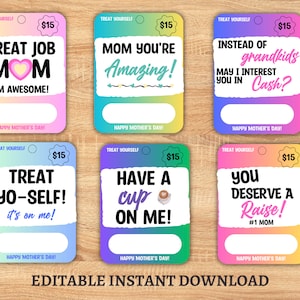 Mother's Day Money Cards Bundle / Mom Money Holder Card PNG / Printable ...
