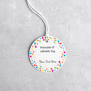 Printable Gift Tag, Confetti Tag Template / Editable Favor Tag ...