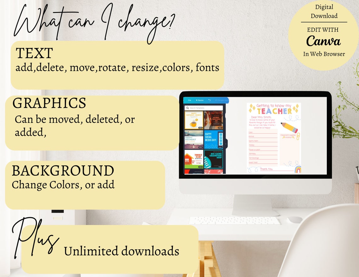 Favorites Teacher Survey - Editable Canva Template - Printable Back to ...