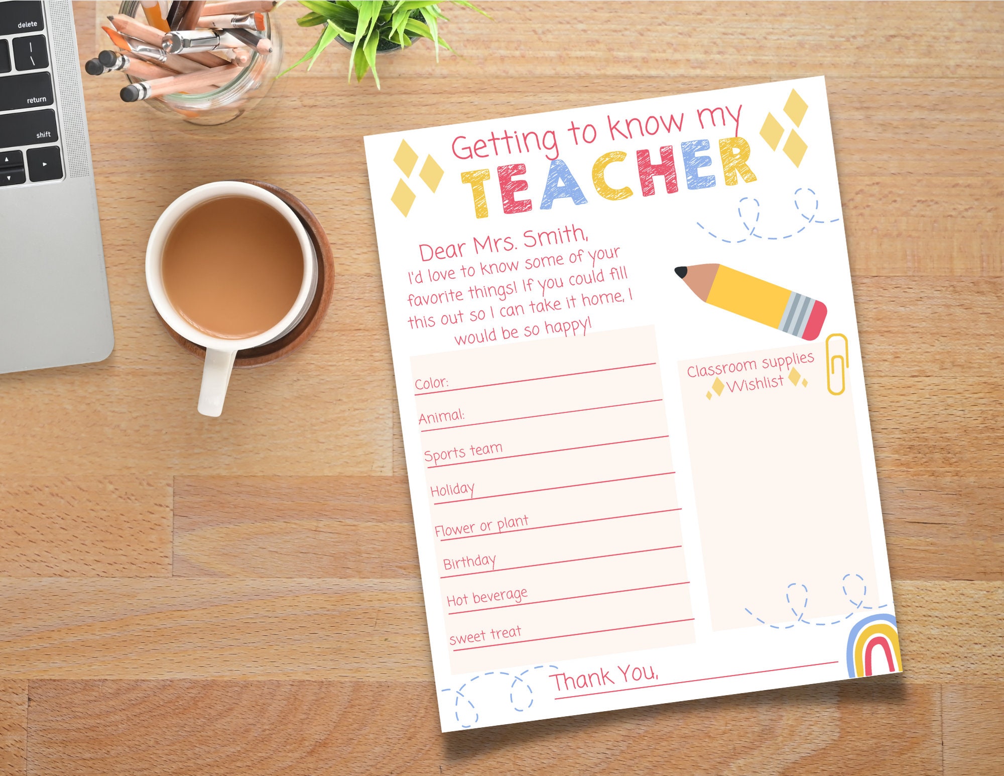 Favorites Teacher Survey - Editable Canva Template - Printable Back to ...