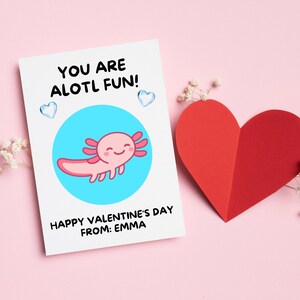 Axolotl Valentine’s Day Printable Cards for Kids, Printable Valentines ...