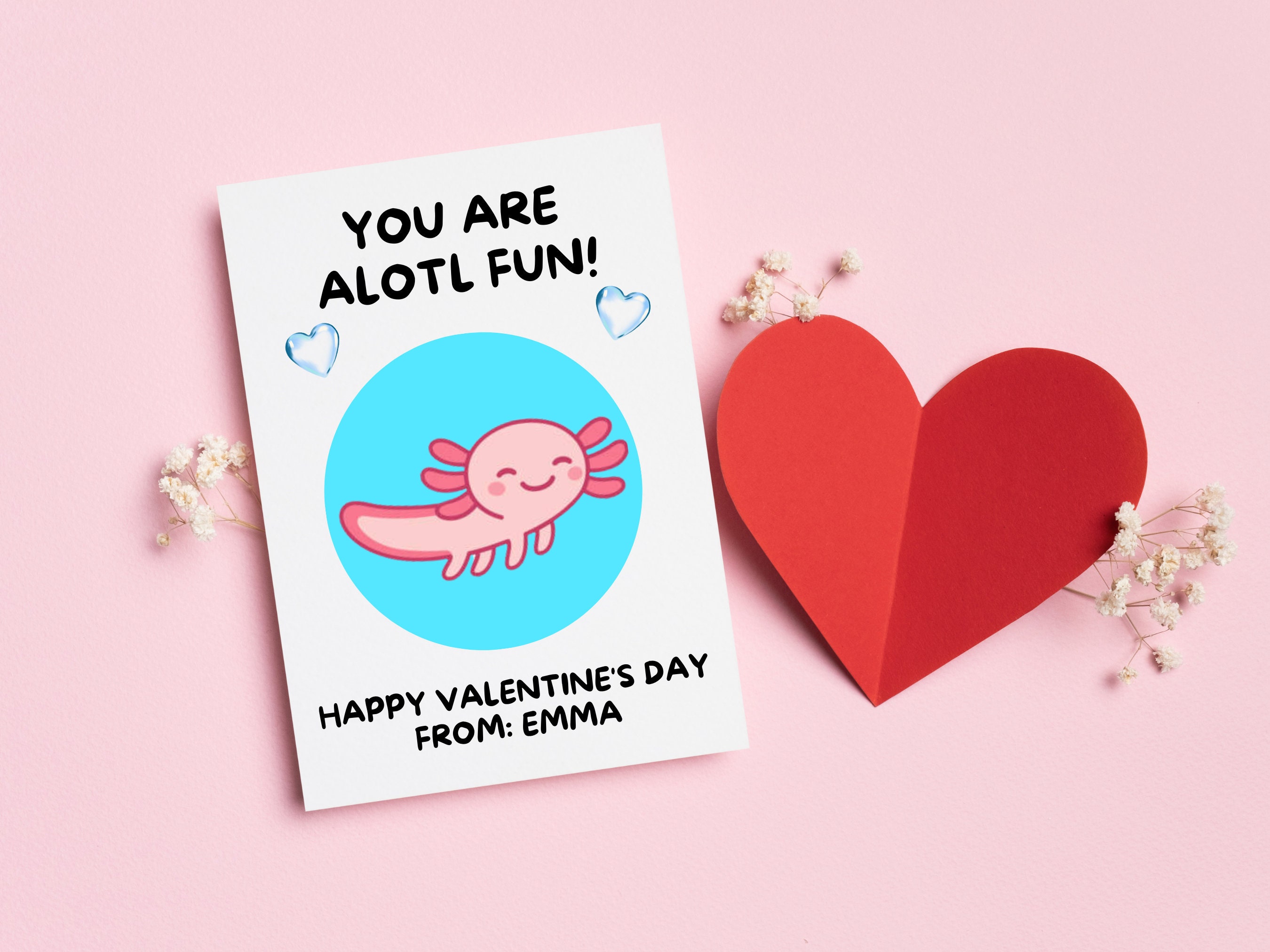 Axolotl Valentine’s Day Printable Cards for Kids, Printable Valentines ...