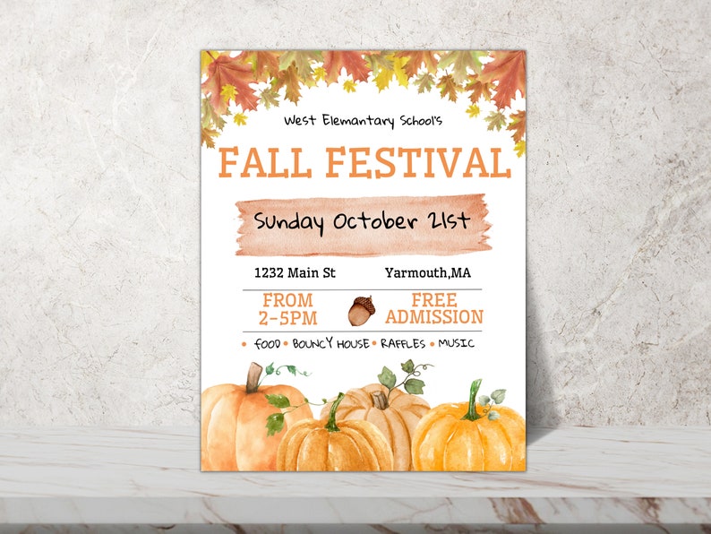 Fall Festival Flyer Template Editable, Harvest Invitation Church ...
