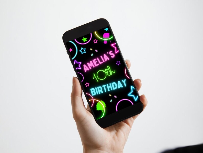 Glow Party Birthday VIDEO Invitation for Kids | Neon Glow in the Dark ...