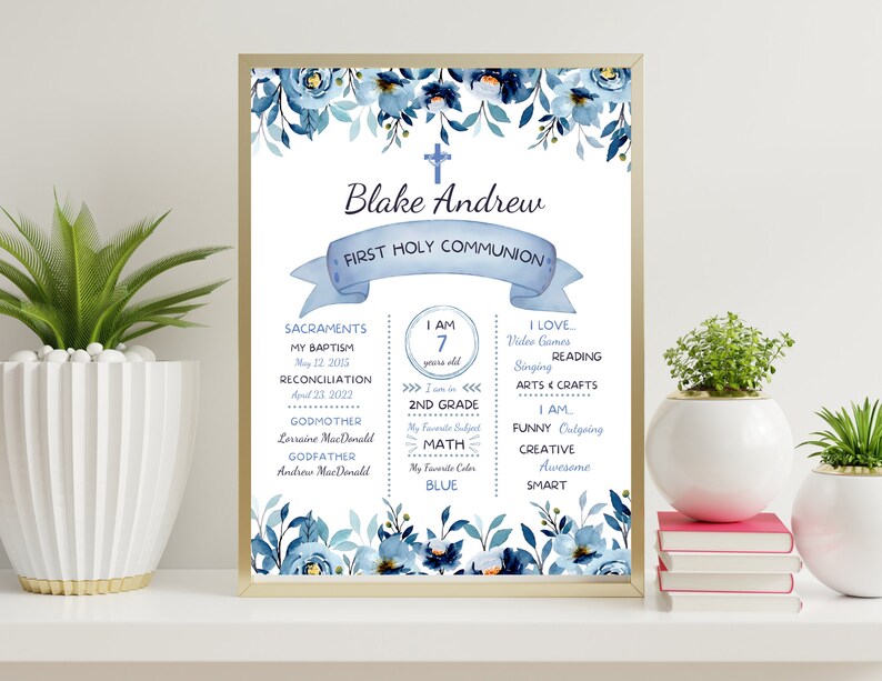 First Communion Sign, Editable Milestone Board, First Holy Communion ...