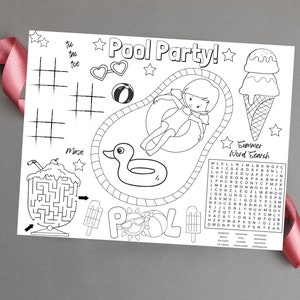 Printable Pool Party Activity Sheet / Kids Printable Activity Sheet ...