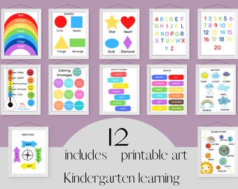 Educational Prints, Set of 50 Preschool Posters, Classroom Decor ...