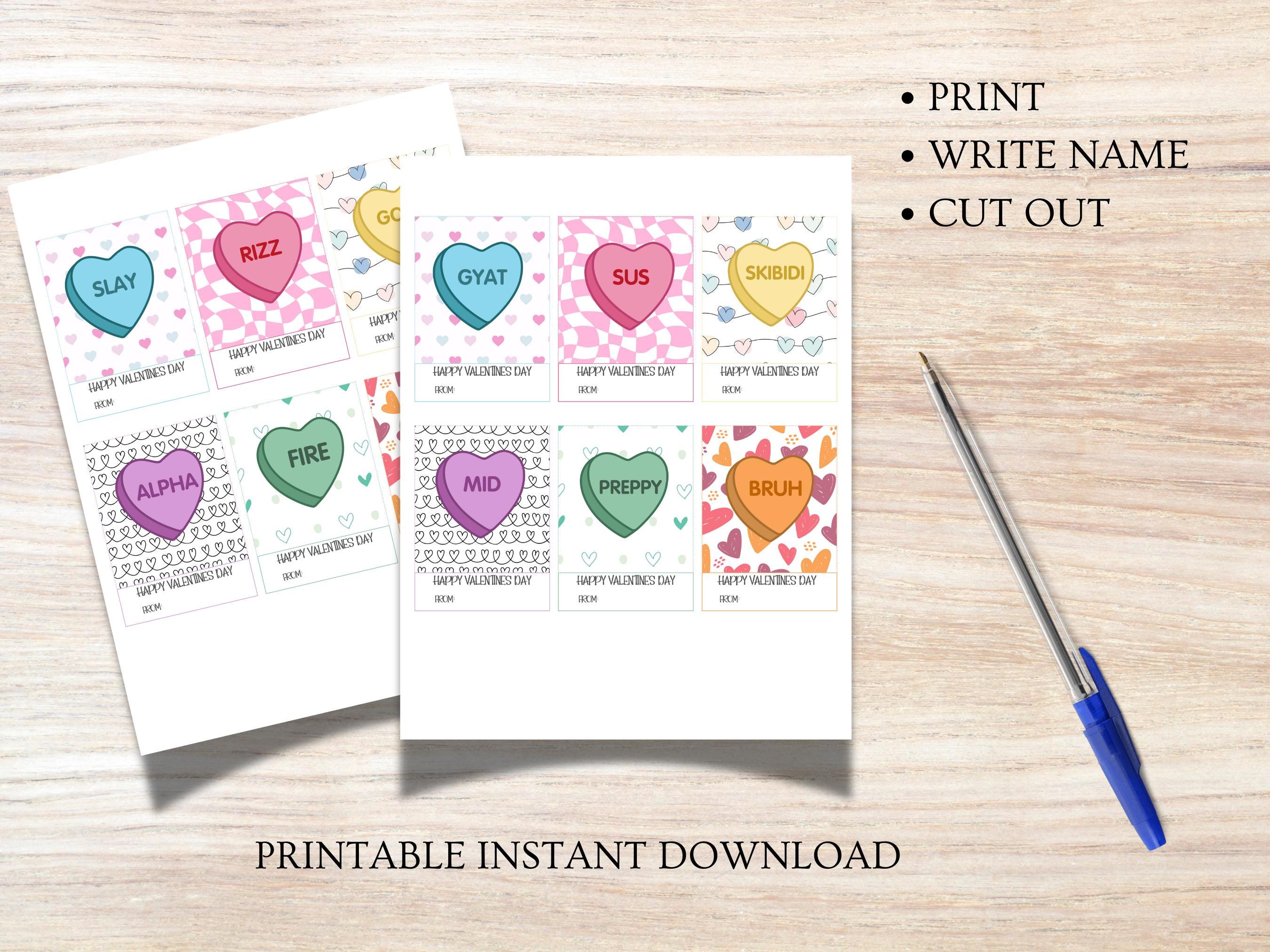Teen Slang Candy Hearts, Funny Kids Valentine Printable, Class ...