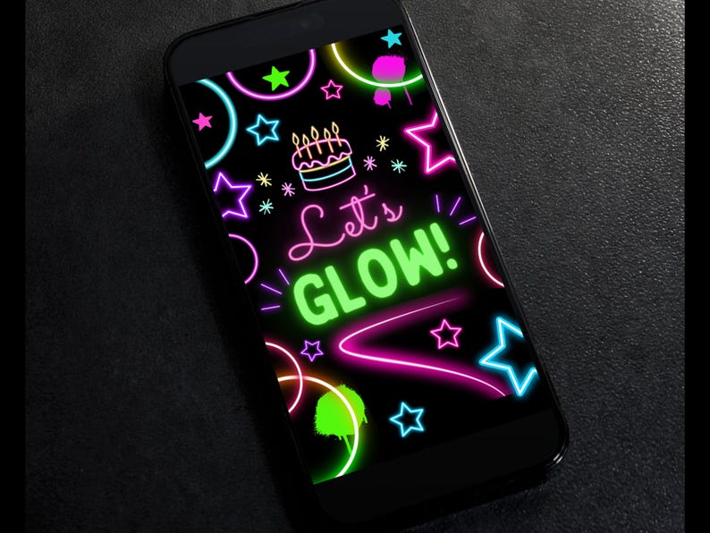 Glow Party Birthday VIDEO Invitation for Kids | Neon Glow in the Dark ...