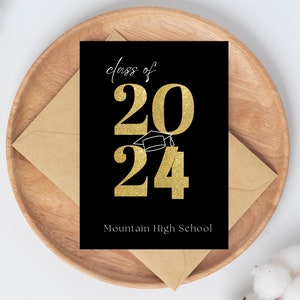 Gold Glitter Graduation Party Invitation Template, Senior Graduation ...