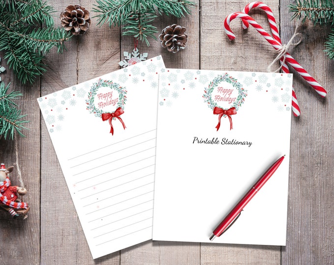 Printable Christmas Stationery Digital Download 8.5x11 Instant Editable ...