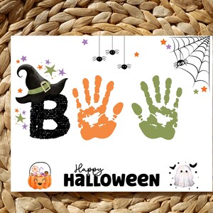 Halloween Handprint Art, Halloween Handprint Craft, Halloween Printable ...