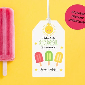 Editable Last Day of School Tag Stay Cool Ice Tag Summer End of School ...