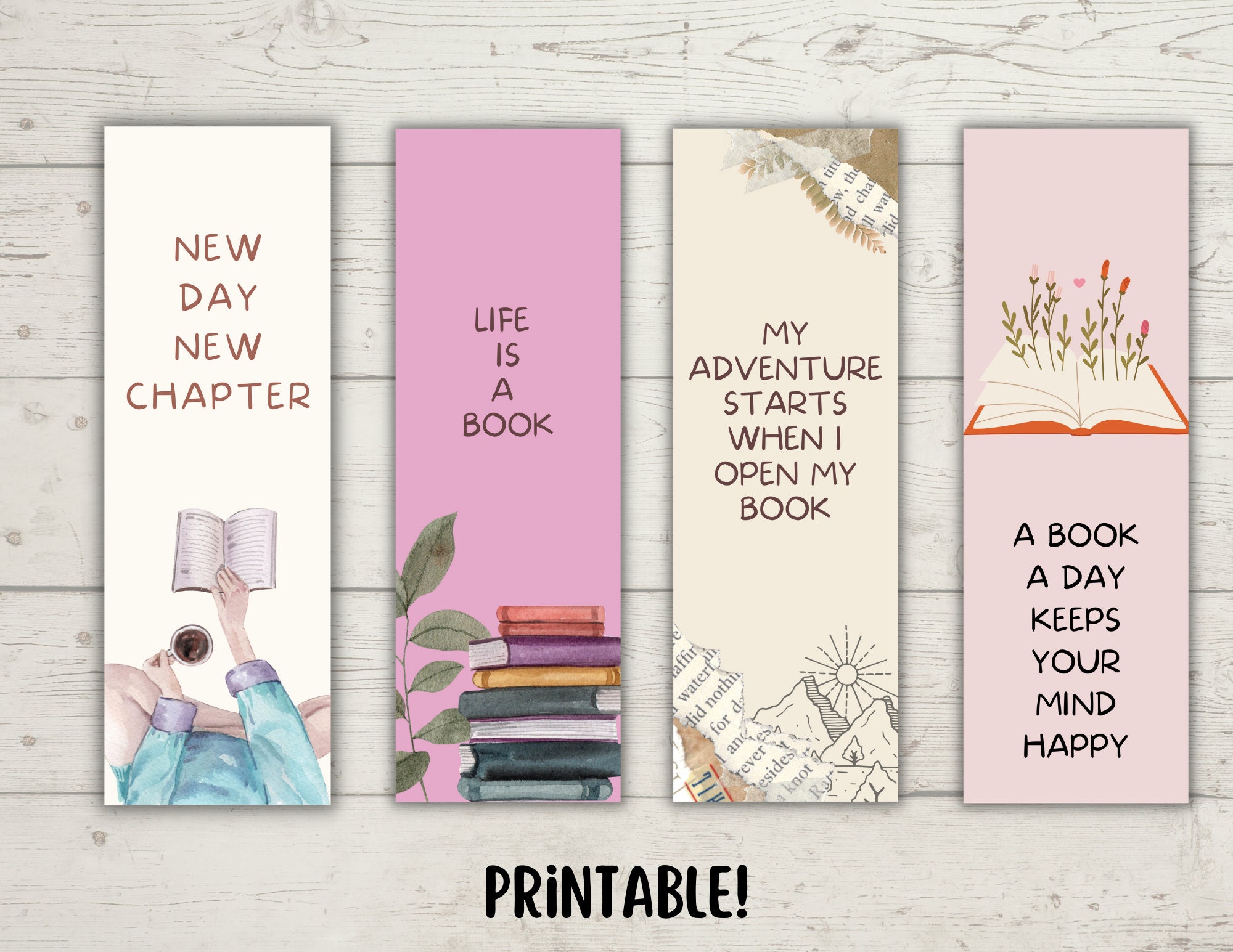 Printable Bookmark Set Book Lover Gift Printable Bookmarks - Etsy