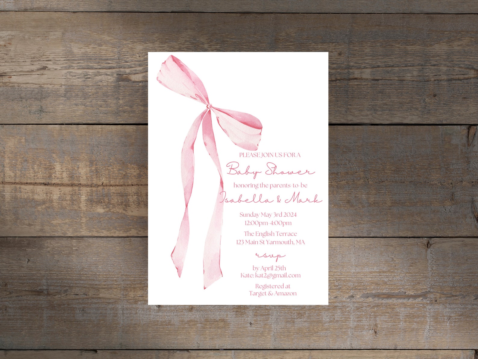 EDITABLE Pink Bow Invitation for Baby Shower, Minimalist Baby Shower ...