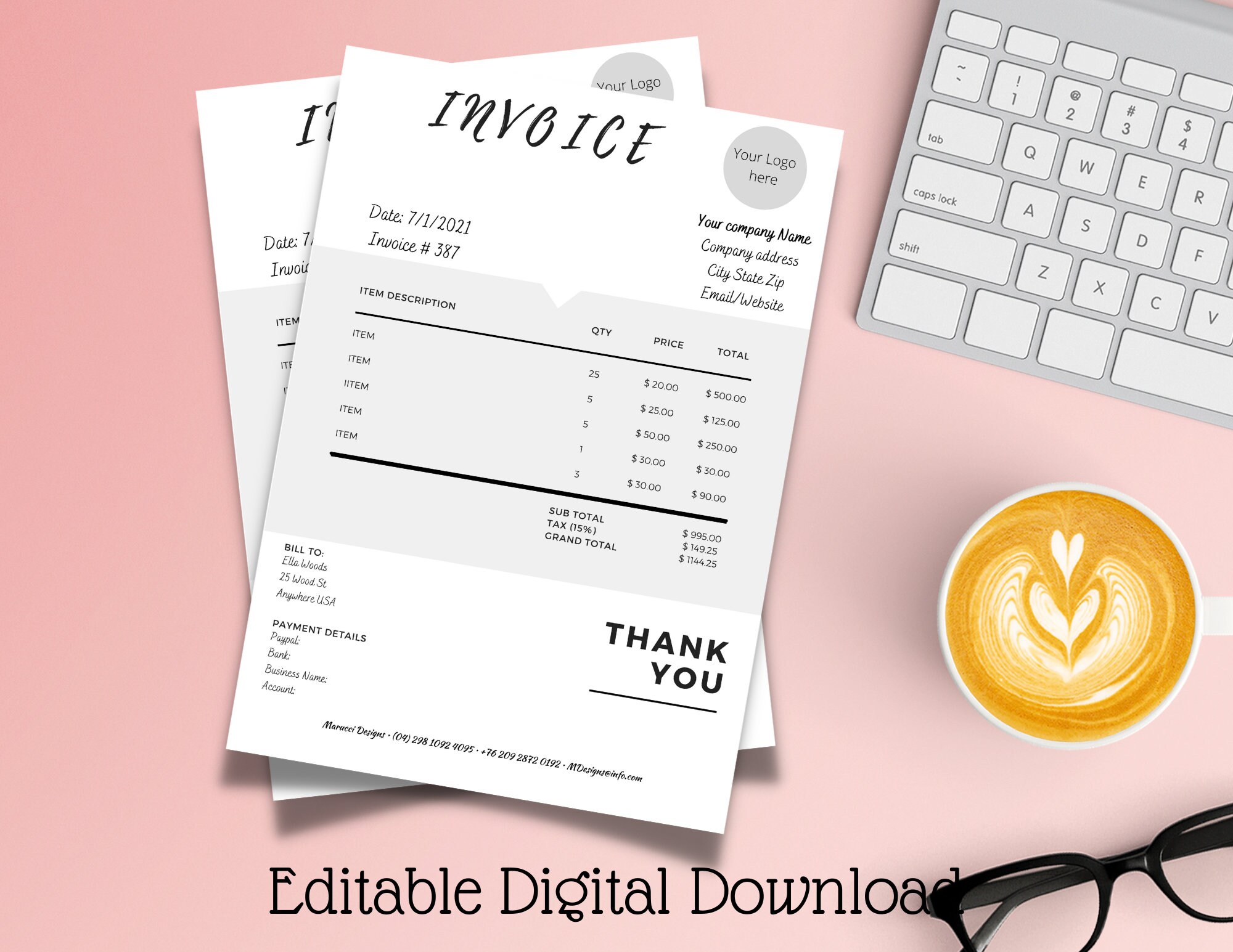 PLANTILLA DE FACTURA / Factura imprimible / Formularios de - Etsy España