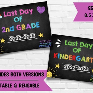 Chalkboard Last Day of School Sign, First Day or Last Day, Editable and ...