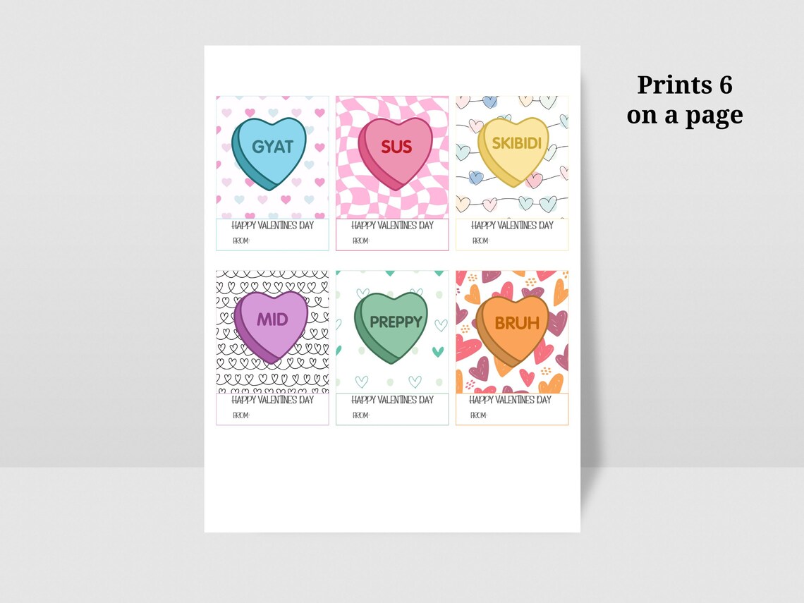 Teen Slang Candy Hearts, Funny Kids Valentine Printable, Class ...