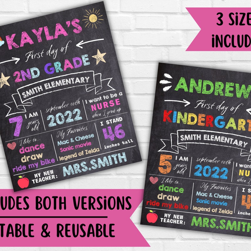 Editable School Sign - Etsy