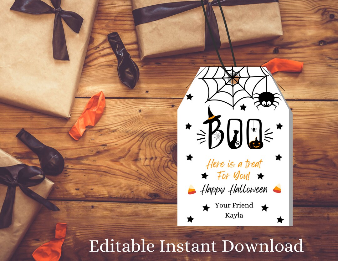 Editable Halloween Favor Tags Boo Gift Tags Costume Party Trick or ...