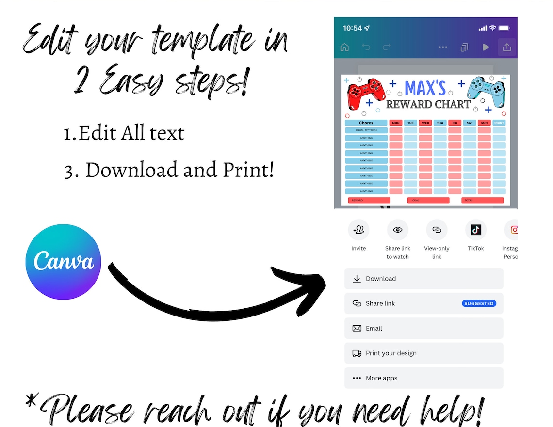 EDITABLE Video Game Reward Chart Chore Chart Behavior Chart - Etsy