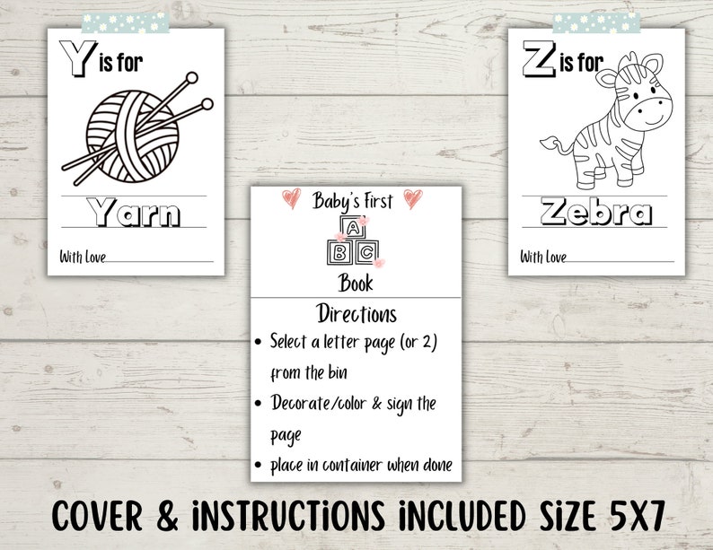 ABC Book Baby Shower Game Woodland Greenery Alphabet Coloring - Etsy