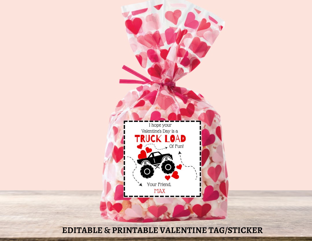 Monster Truck Valentine Stickers, Truck Load Valentines Exchange Cards ...