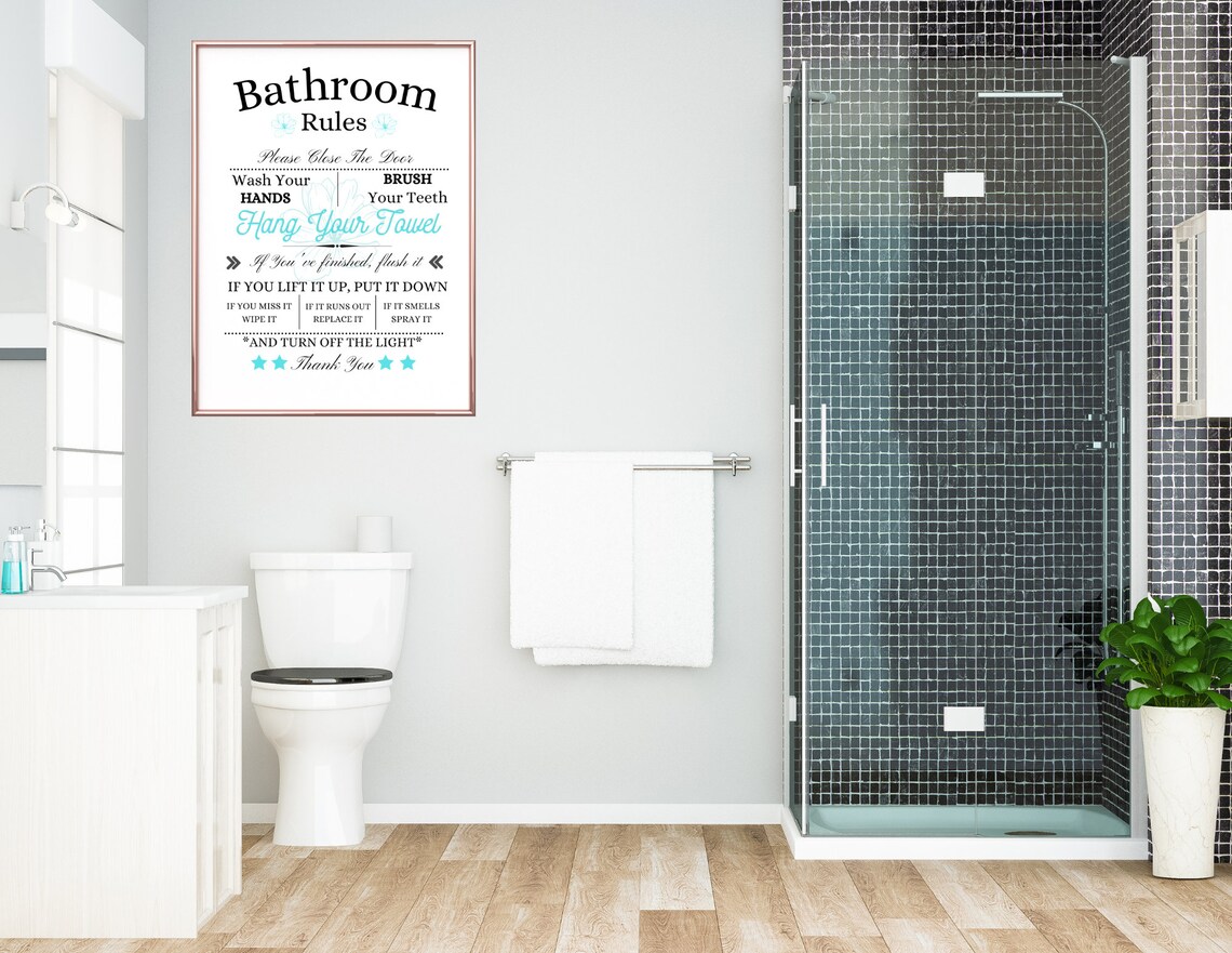 Bathroom Rules Sign printable Signbathroom Decordigital - Etsy