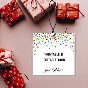 Printable Gift Tag, Confetti Tag Template / Editable Favor Tag ...