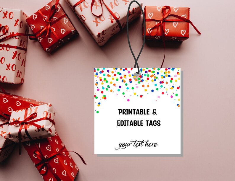 Printable Gift Tag Confetti Tag Template / Editable Favor - Etsy