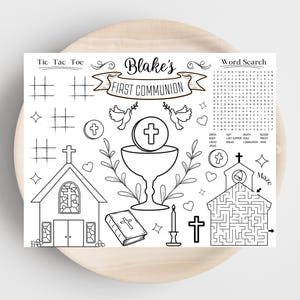 PRINTABLE First Communion Coloring Placemat, Digital File, Printable ...