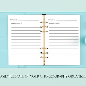 Dance Teacher Choreography Planner, Printable Pages, Downloadable ...