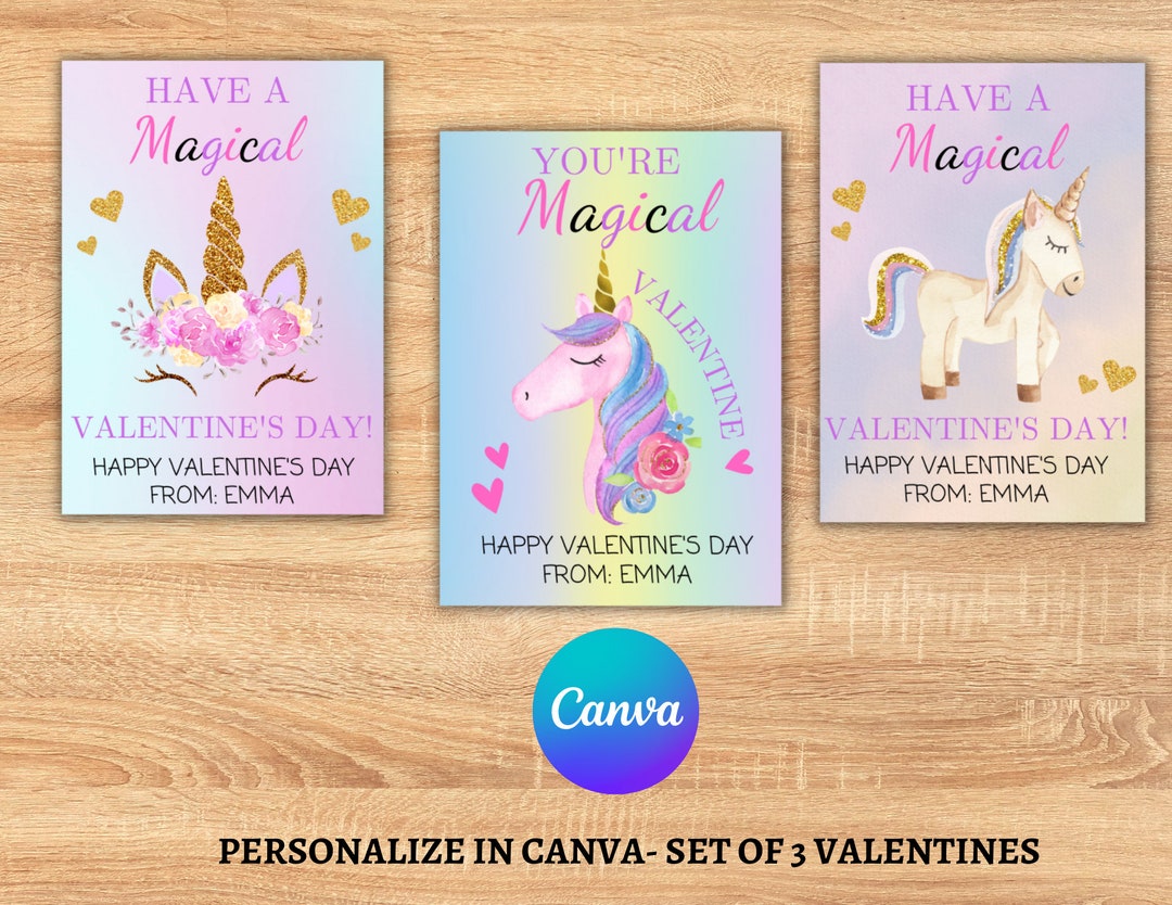 Unicorn Valentine's Day Cards, Printable Valentine's Printable ...