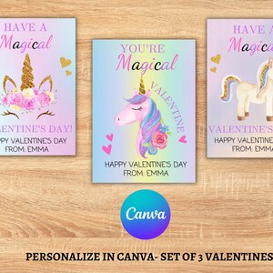 Unicorn Valentine's Day Cards, Printable Valentine's Printable ...