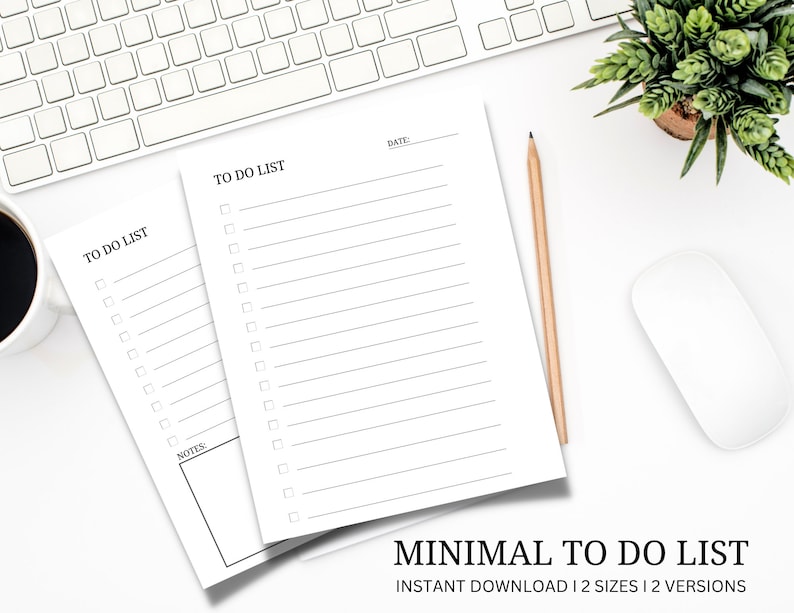Minimal to Do List Printable, Simple Tasks List Template, Productivity ...