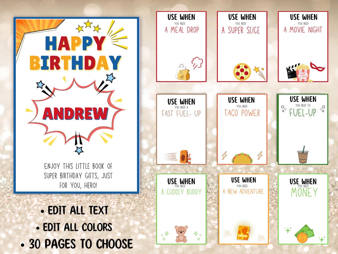 Editable Birthday Gift Card Book Last Minute Birthday Gift Kids ...