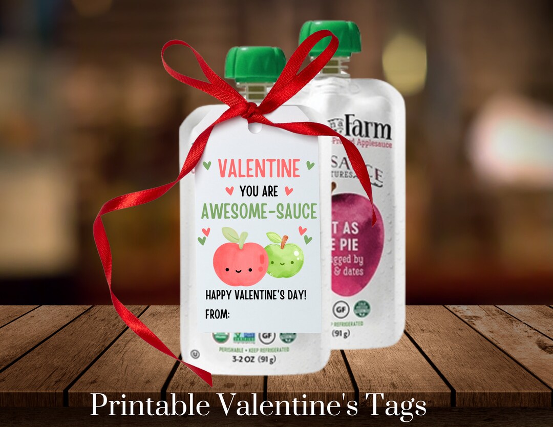 Applesauce Valentine Gift Tag Template, You Are Awesome-sauce Favor Tag ...