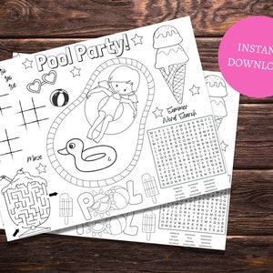 Printable Pool Party Activity Sheet / Kids Printable Activity Sheet ...