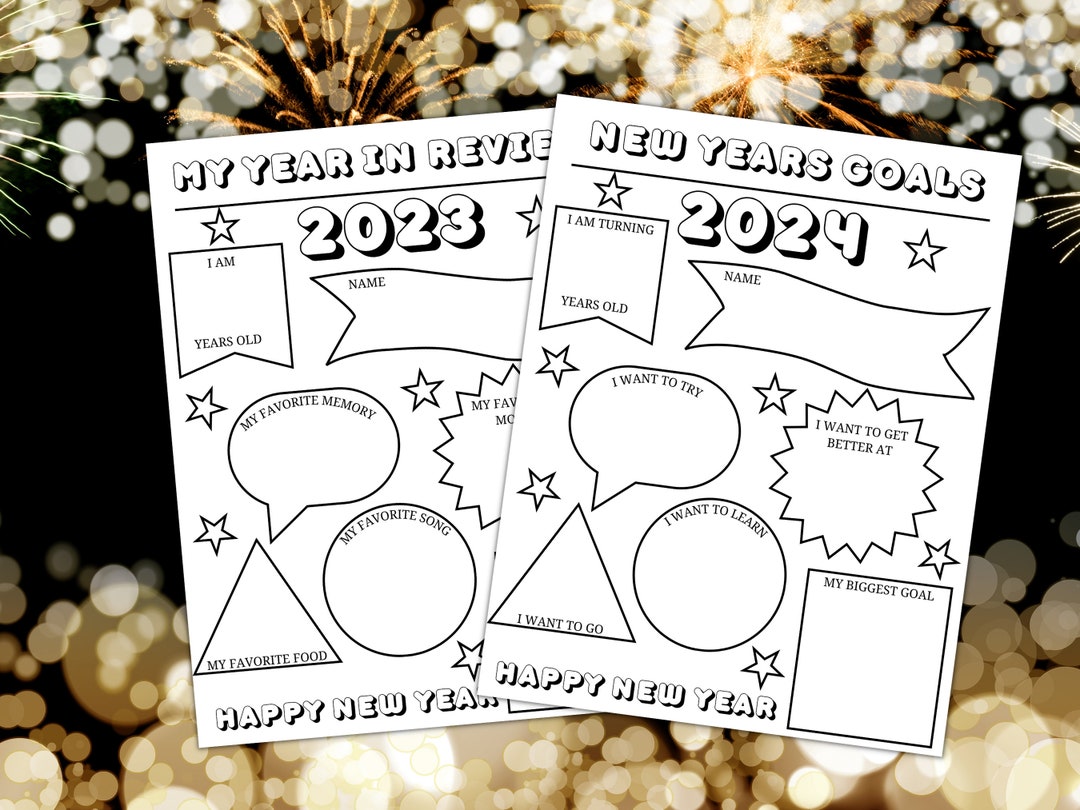 Kids New Year's Resolution Printable Year in Review and Goals for the ...