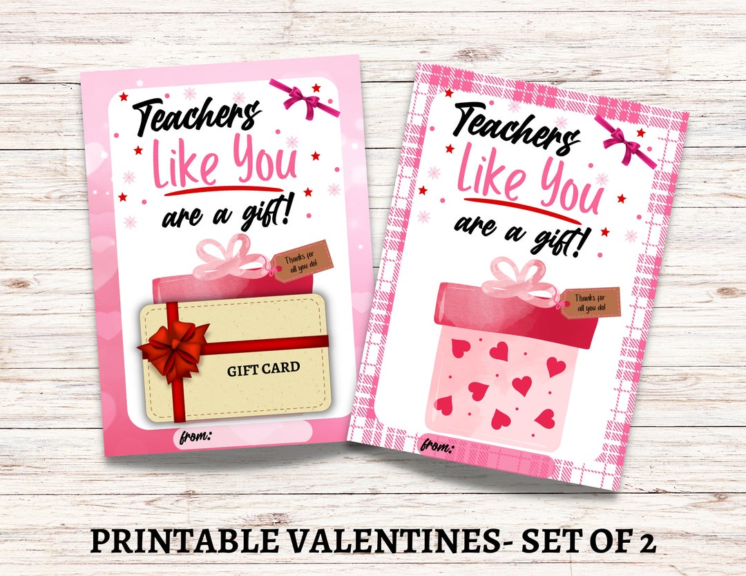 Teacher Valentine's Day Gift Card Holder PRINTABLE INSTANT DOWNLOAD ...
