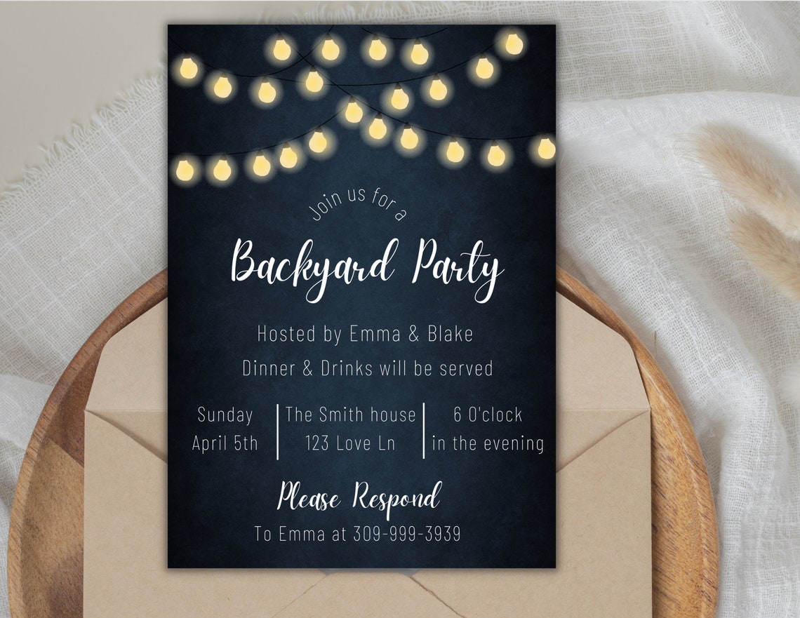 Backyard Party Invitation Template Birthday Baby Shower - Etsy