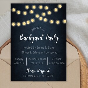 Backyard Party Invitation Template, Birthday, Baby Shower, Couples ...