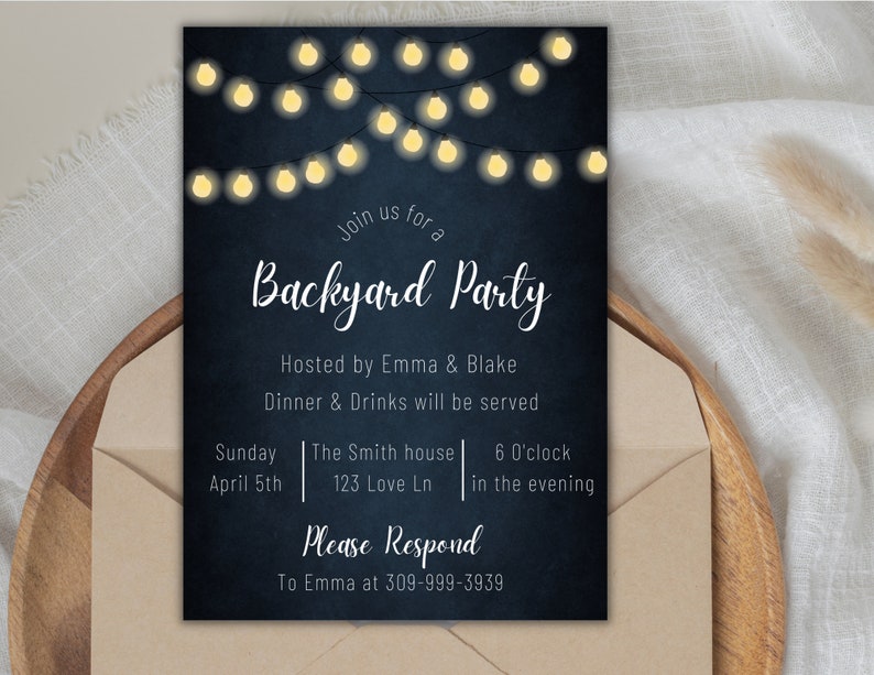 Backyard Party Invitation Template Birthday Baby Shower - Etsy